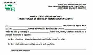 Formulario DTOP-DIS-789 - Cesco Citas Puerto Rico